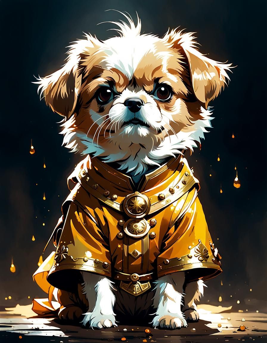 The BoShih - A BoShih Dog in Vibrant Merigold Costume, Digit...