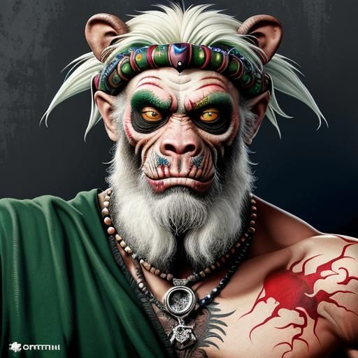 Tattooed albino contortionist hippy freak, colorful, created by the ...