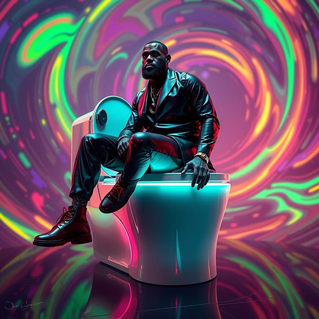 lebron inside of skibidi toilet - Lebron James on a Futurist...