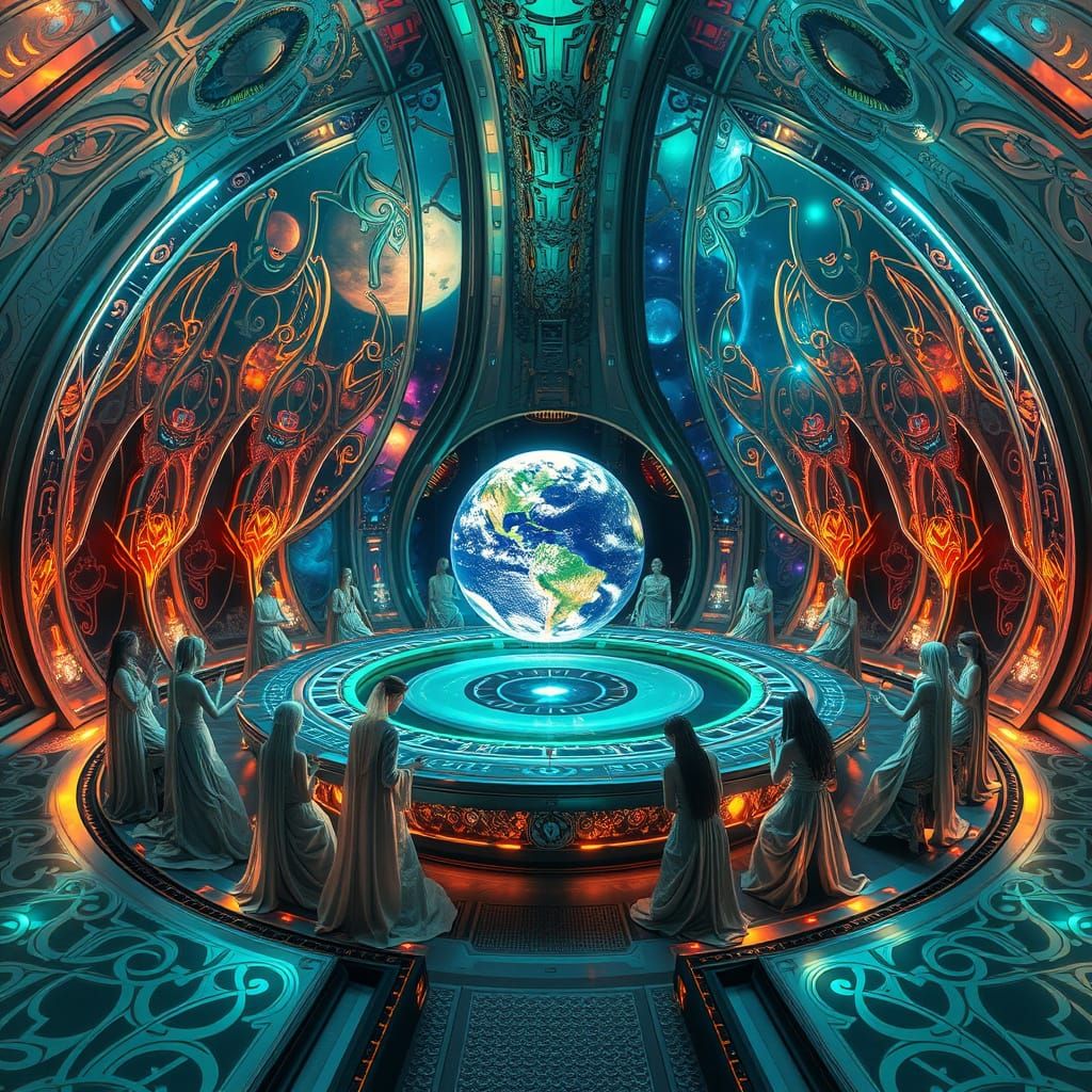 Galactic Federation Council in Cosmic Spacecraft a... - AI Art