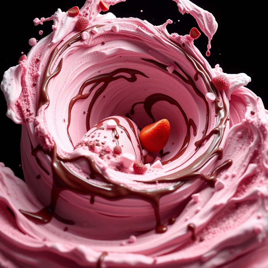 Epic Strawberry Chocolate Ice Cream Vortex in Stun... - AI Art