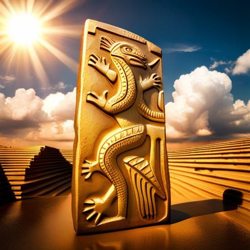 Ancient Sumerian stone tablet carving of a Lizard overlord - AI ...