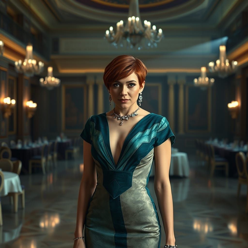 Crystal Geode Dress in Art Deco Ballroom - AI Art