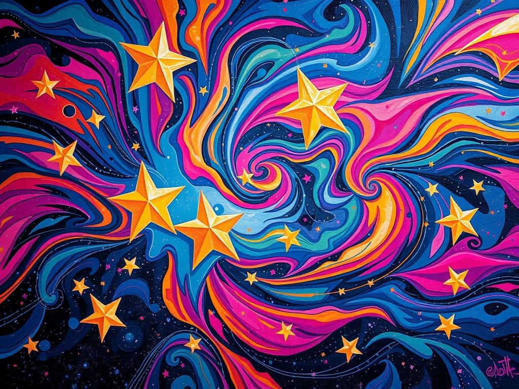 A “Galaxy” full of “Stars” Pop Art - Vibrant Galaxy in Polyc...