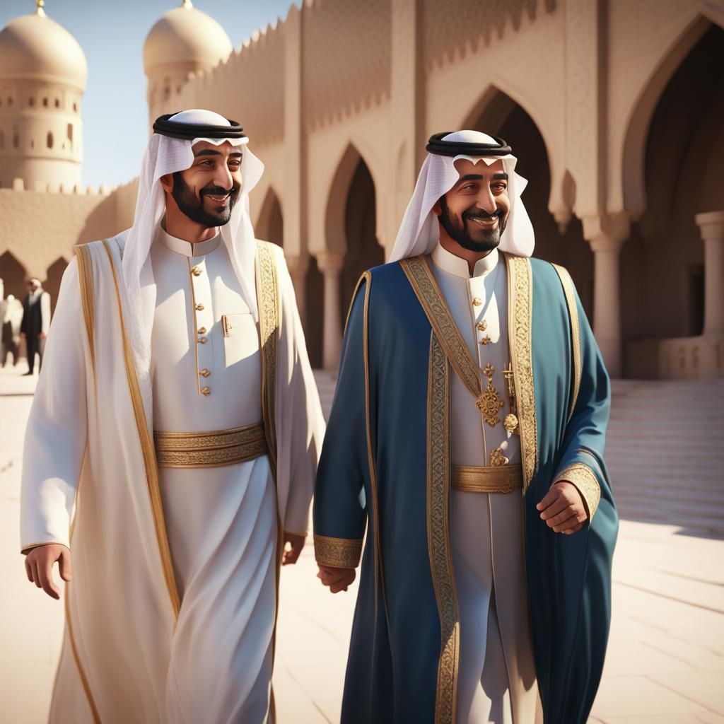 A Middle Eastern crown King and his 29 year old son, crown prince ...