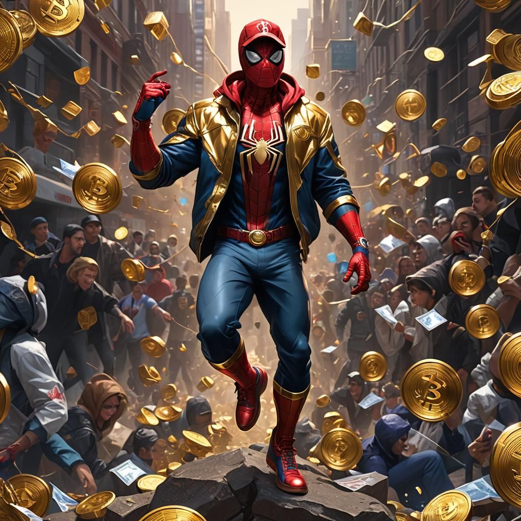 The amazing Bitcoiner Spider man - AI Generated Artwork - NightCafe Creator