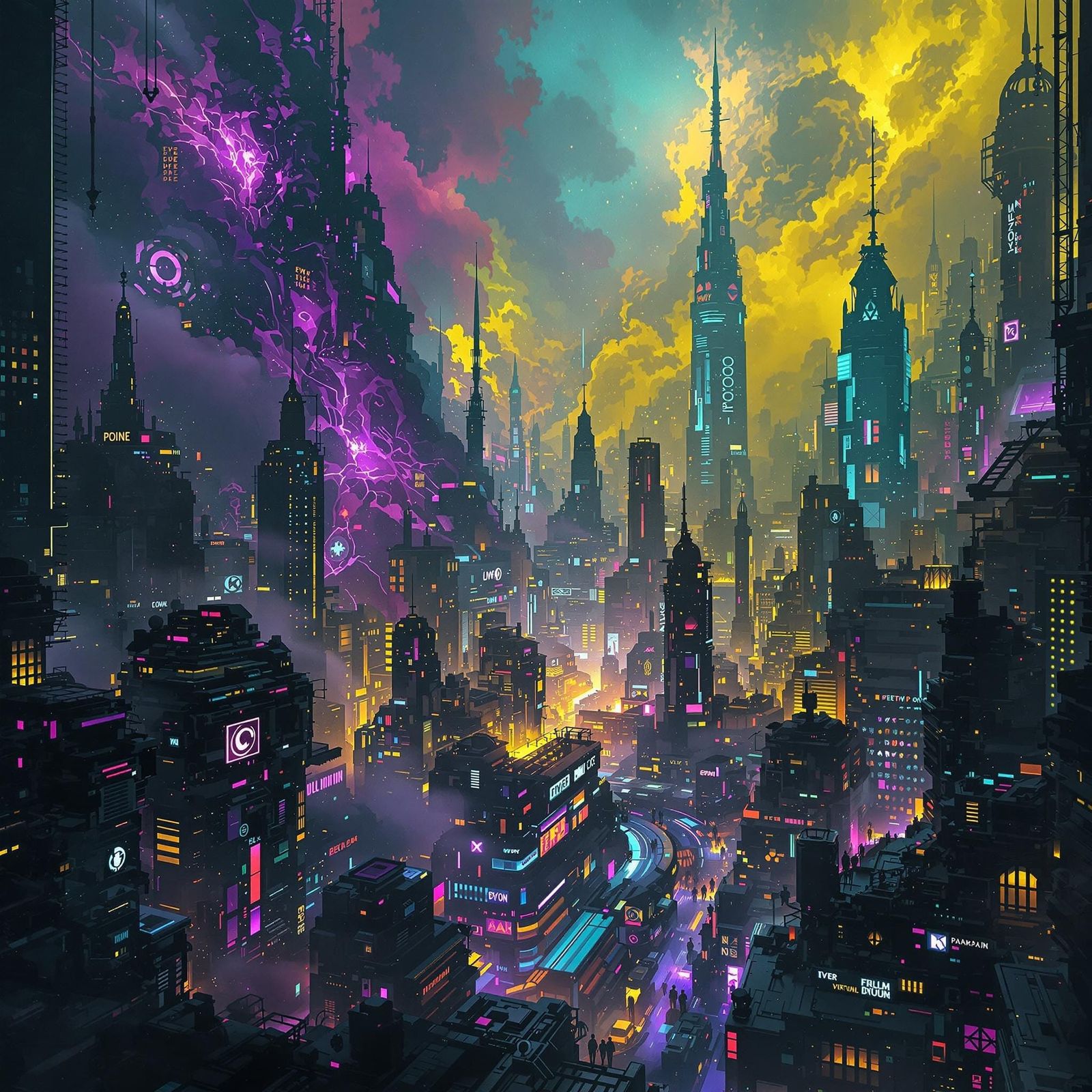 Gritty Cyberpunk Cityscape in Dark Teal, Inspired ... - AI Art