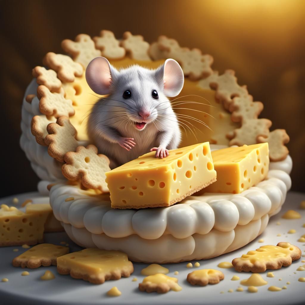 Little mouse vs cheese - AI Generated Artwork - NightCafe Creator