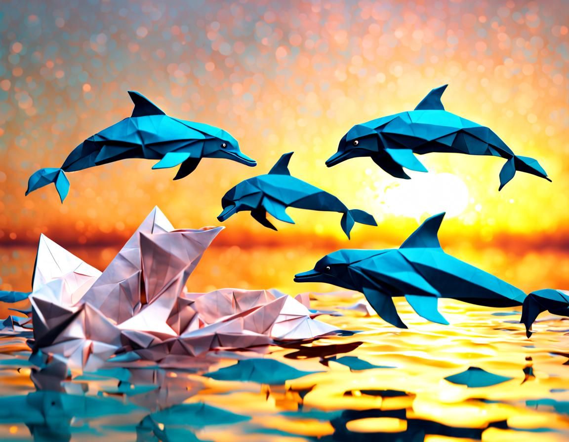 origami dolphins 4 - AI Generated Artwork - NightCafe Creator