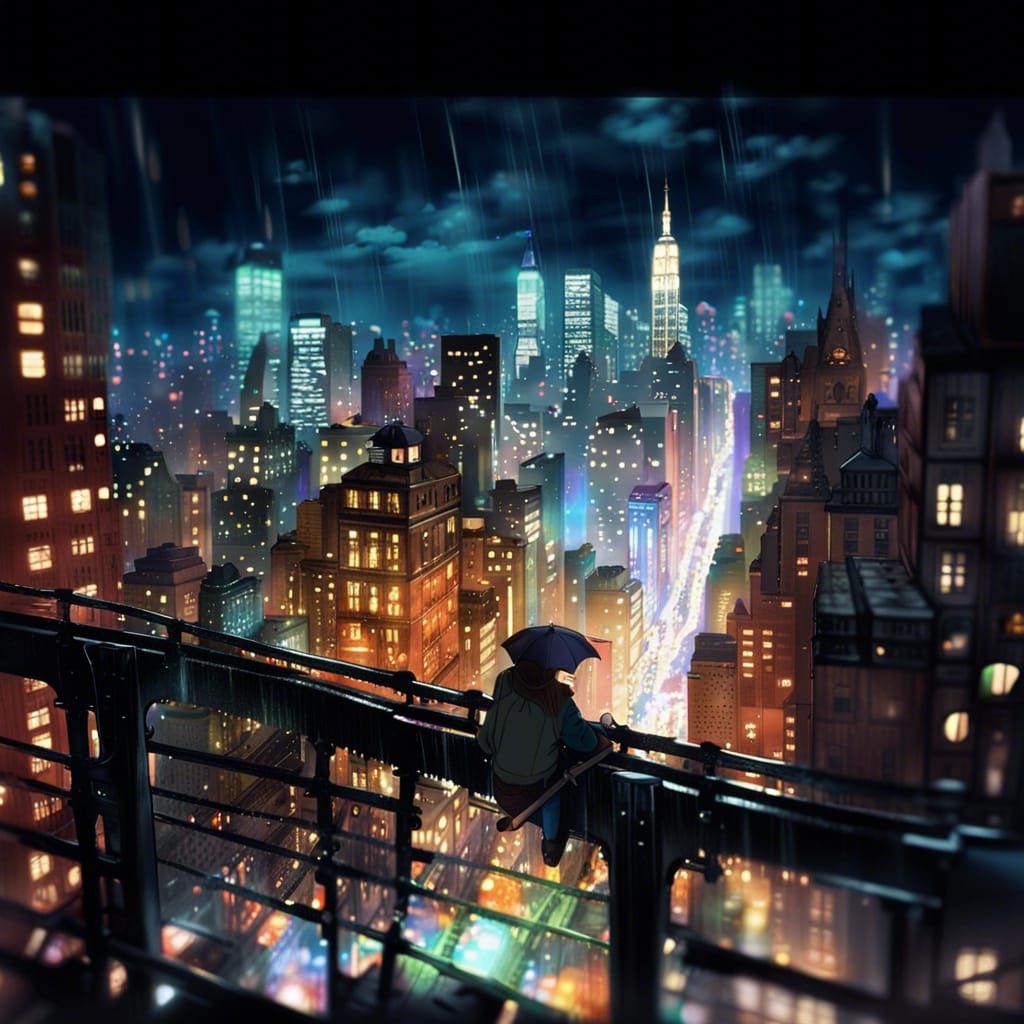 New York on a rainy night - AI Generated Artwork - NightCafe Creator