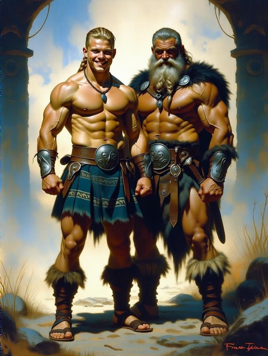 Viking father and son, ready for anything