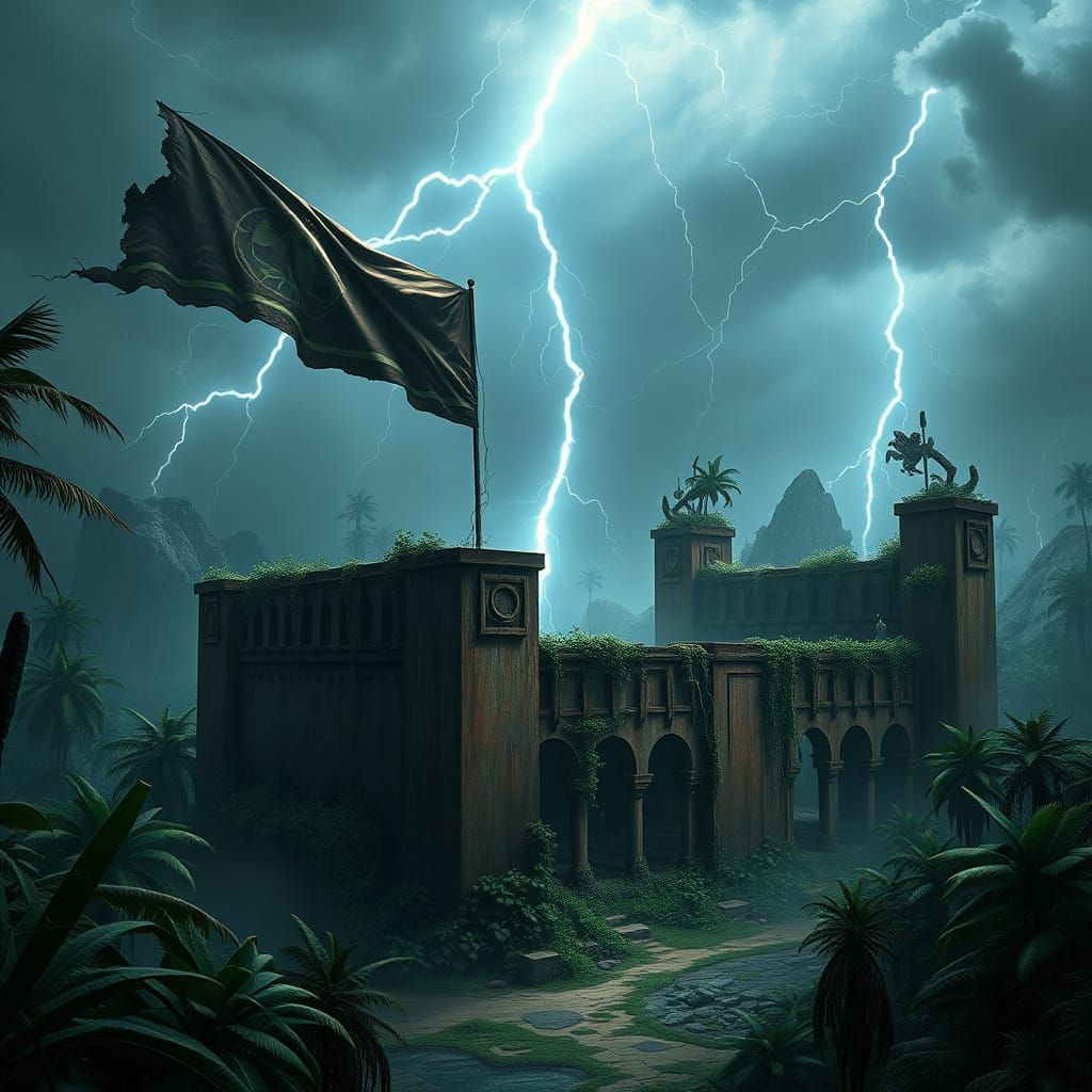 Abandoned Mandalorian Fortress in a Stormy Jungle ... - AI Art