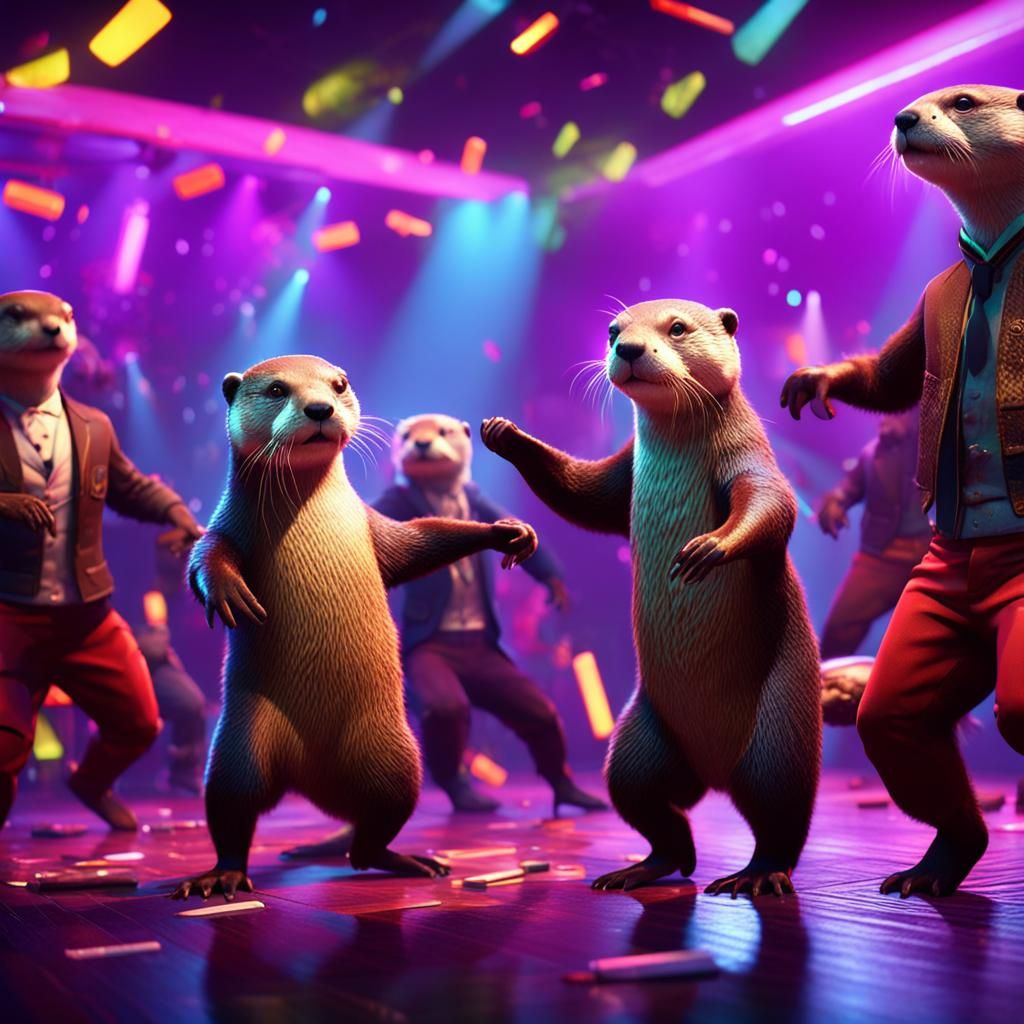 otters dancing at a nightclub - AI Generated Artwork - NightCafe Creator