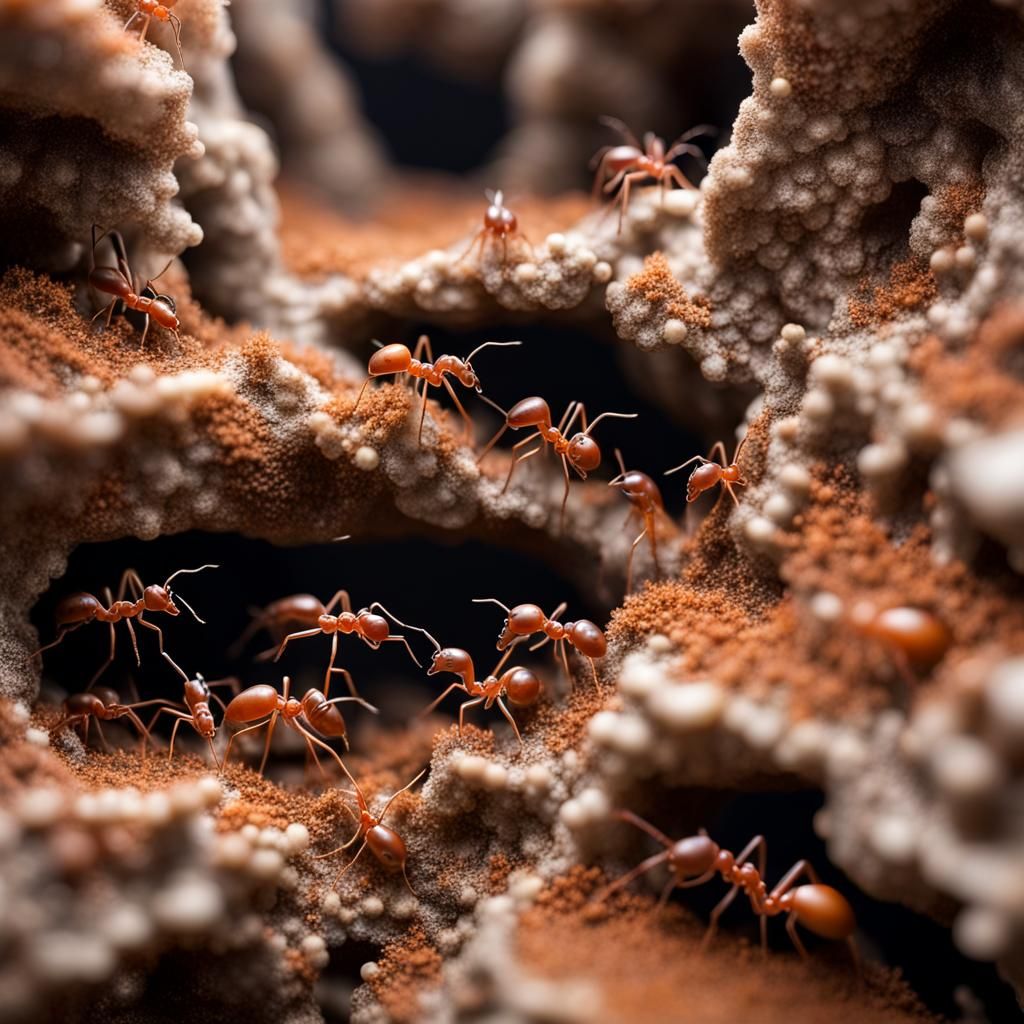 Highly detailed, complex, underground ant colony. - AI Generated ...