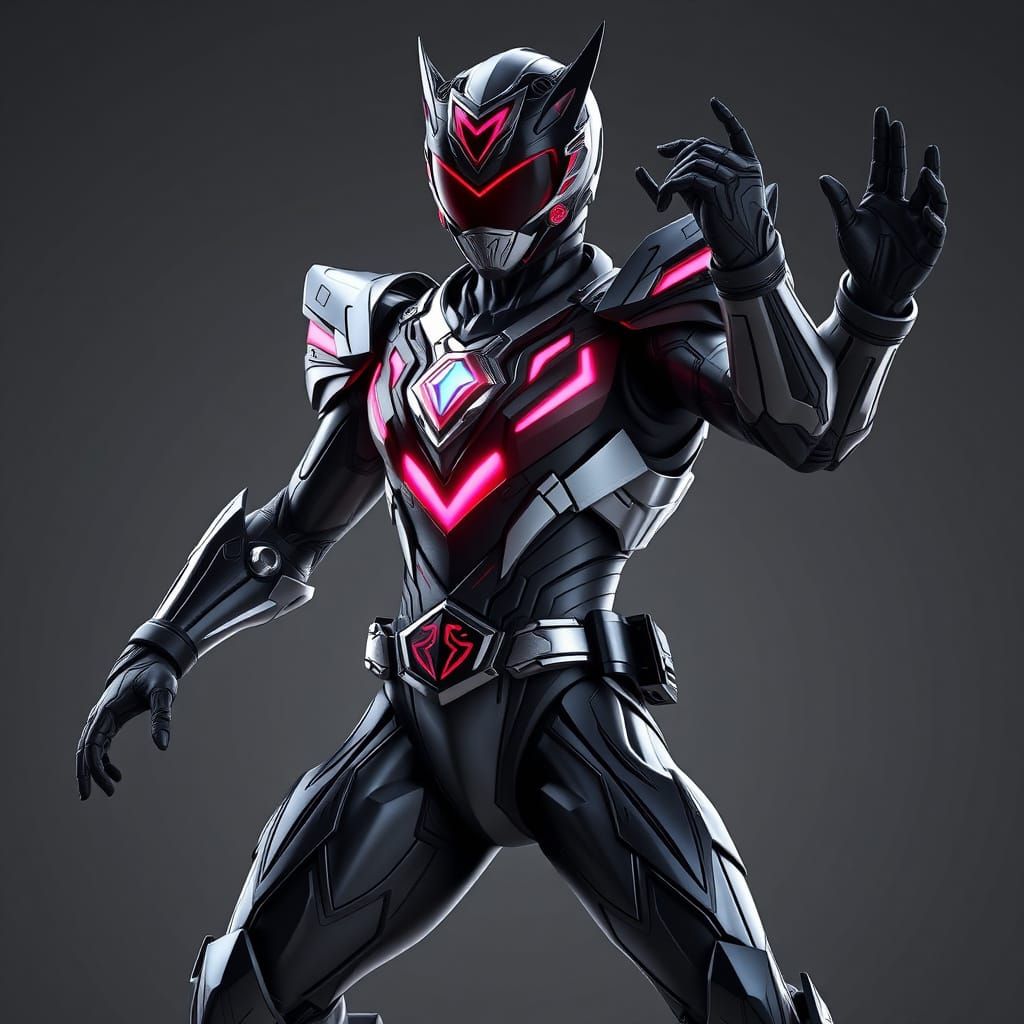 Power Ranger Hyperion,black armor - Cyberpunk-Inspired Powe...