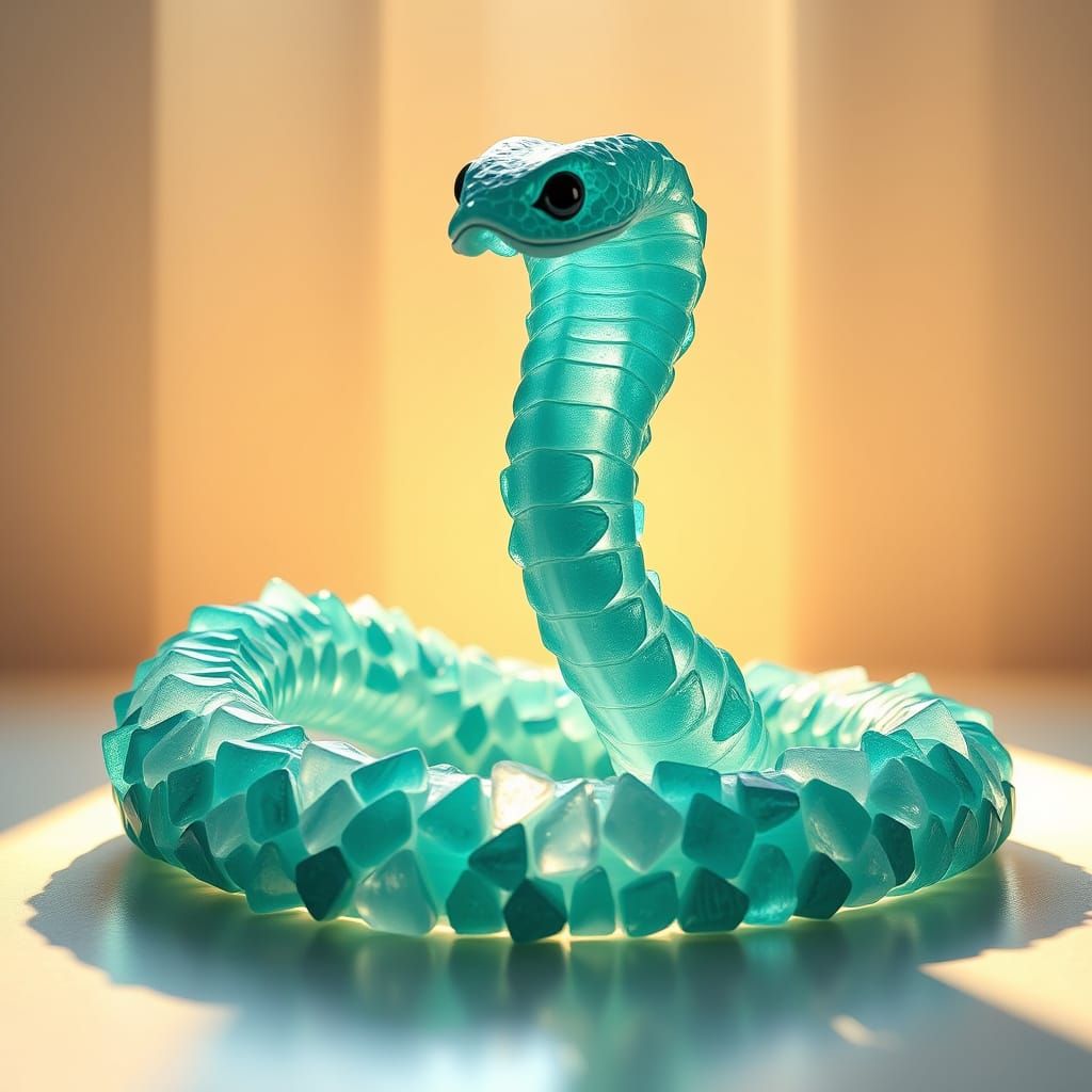 The Glass King - Hyper-Realistic Sea Glass Serpent Sculpture