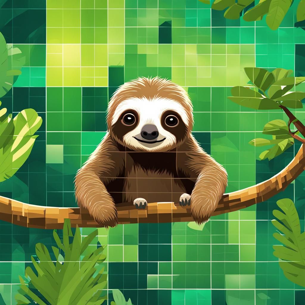 tile mosaic sloth - AI Generated Artwork - NightCafe Creator