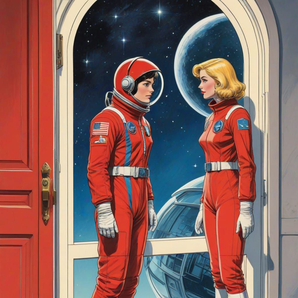 Vintage Comic Book Style Astronaut and Scientist o... - AI Art