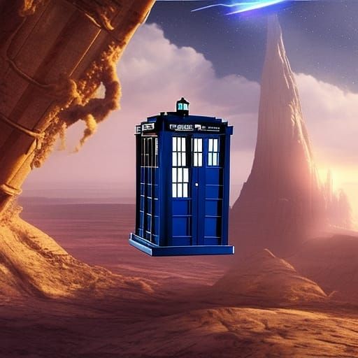 The Tardis Flying - AI Generated Artwork - NightCafe Creator