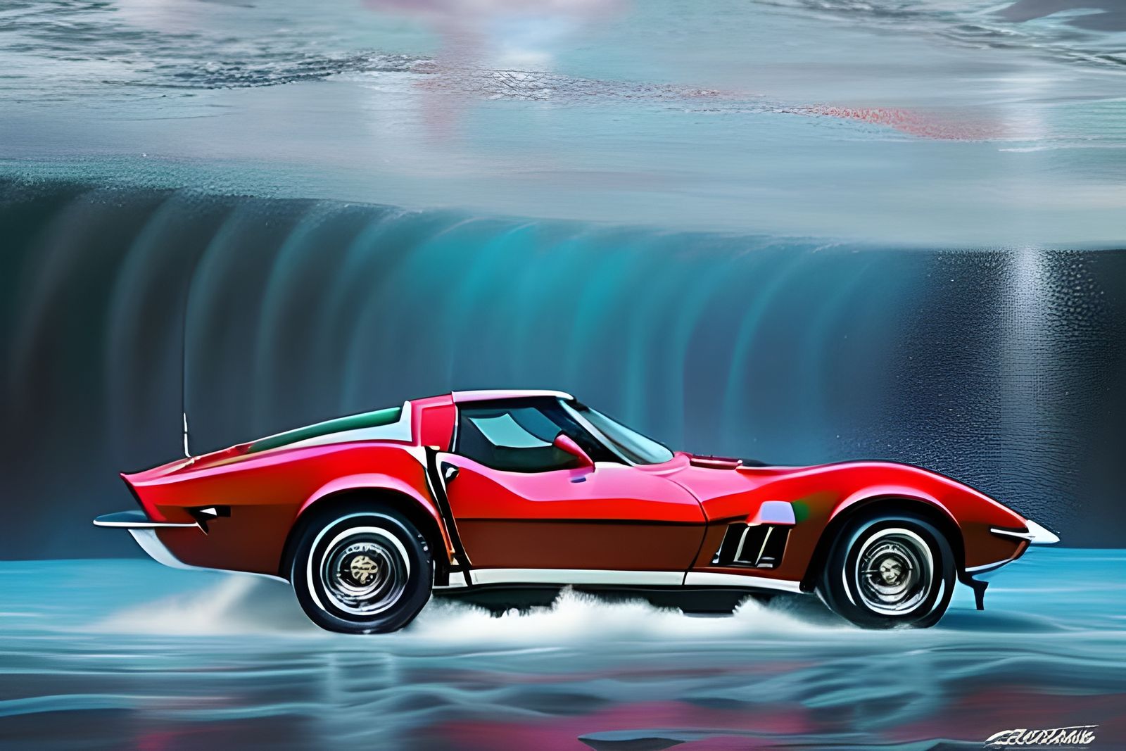 1973 Corvette driving on the water - AI Generated Artwork - NightCafe ...