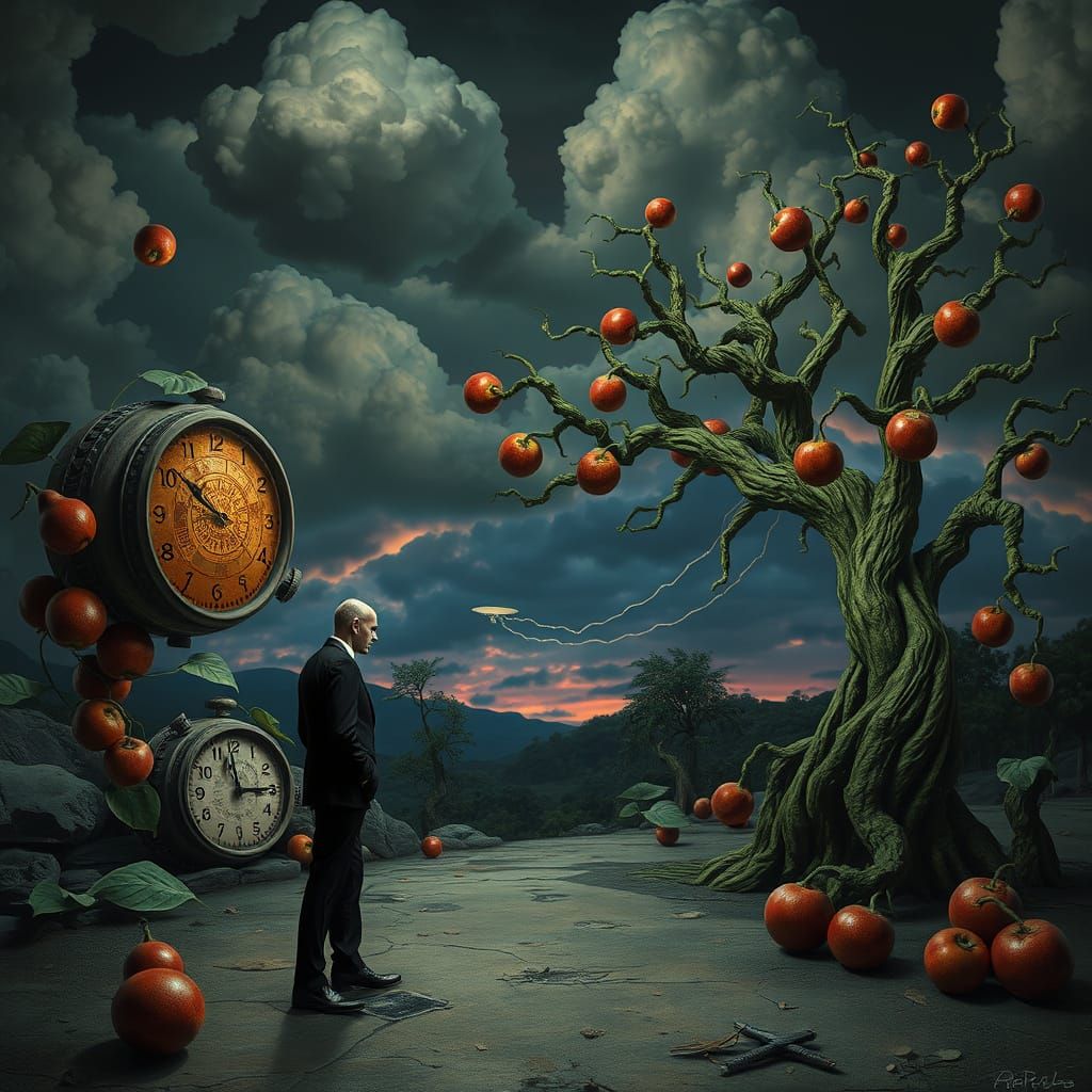 Surrealist Dreamscape with Melting Clockwork and E... - AI Art