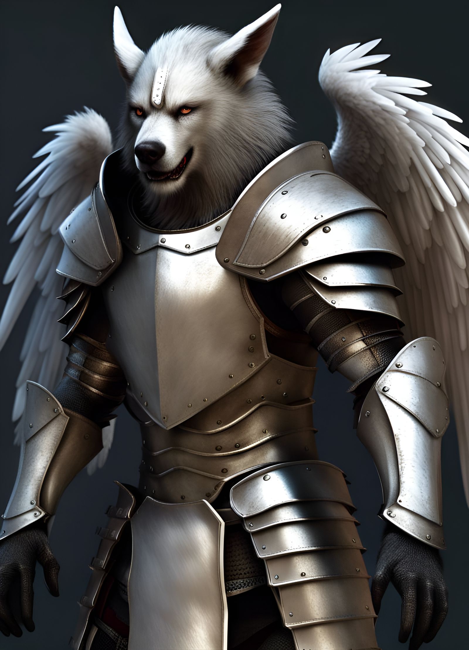 Angel werewolf in armor - AI Generated Artwork - NightCafe Creator