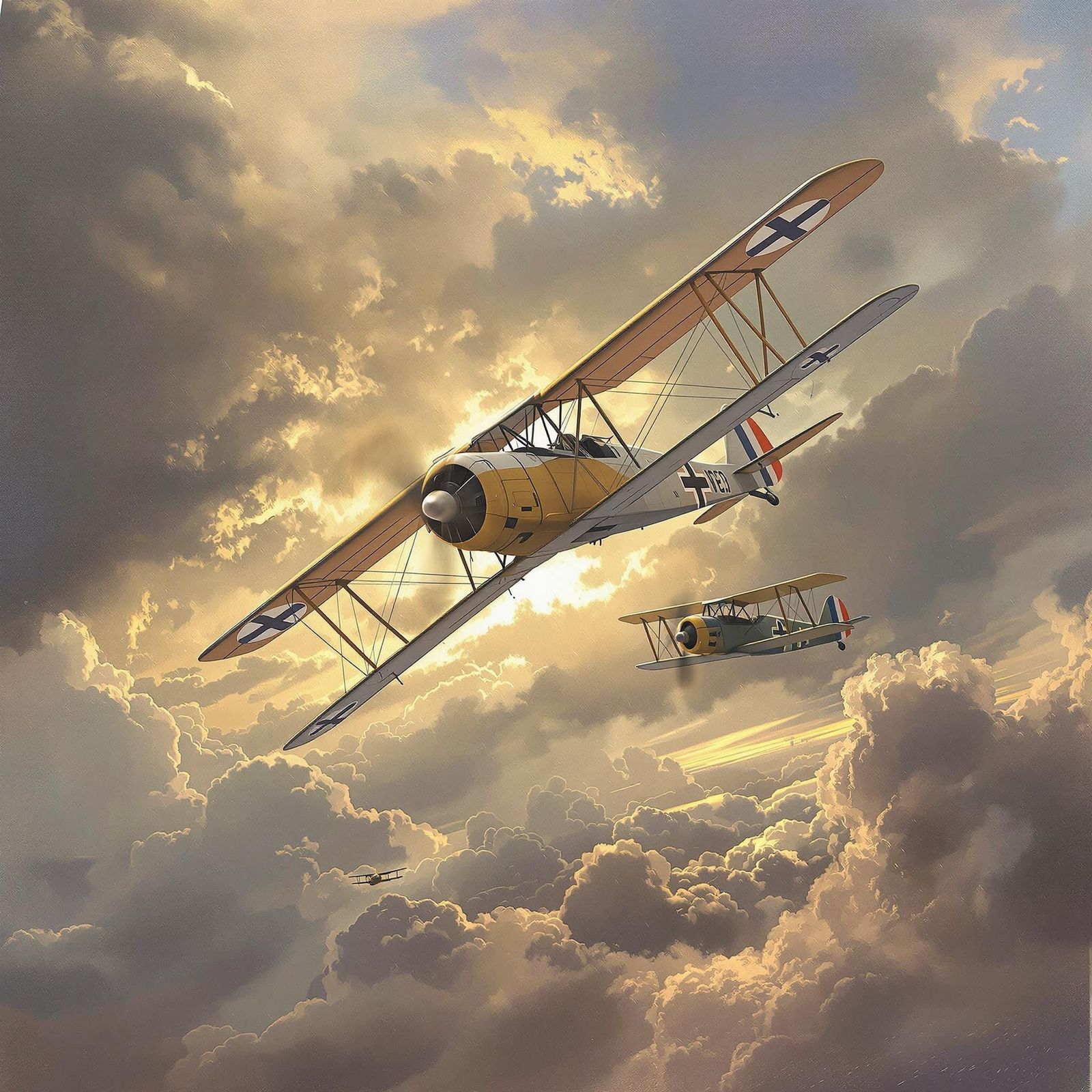 British Sopwith Camel vs German Fokker Dr.I in a 1... - AI Art