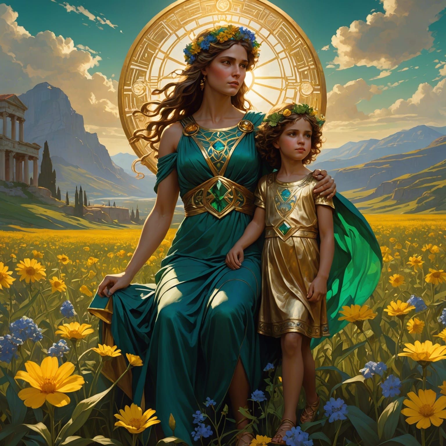 Demeter and young Persephone - AI Generated Artwork - NightCafe Creator