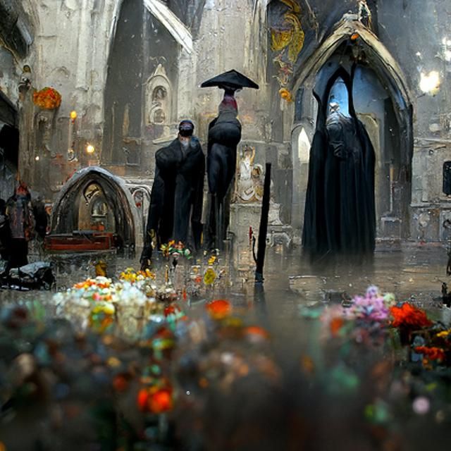 Mourners at a funeral in a Gothic church - AI Generated Artwork ...