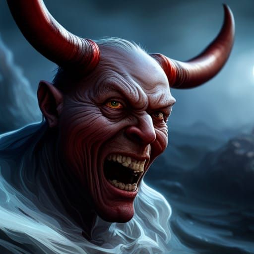 Close up of the Devil laughing - AI Generated Artwork - NightCafe Creator
