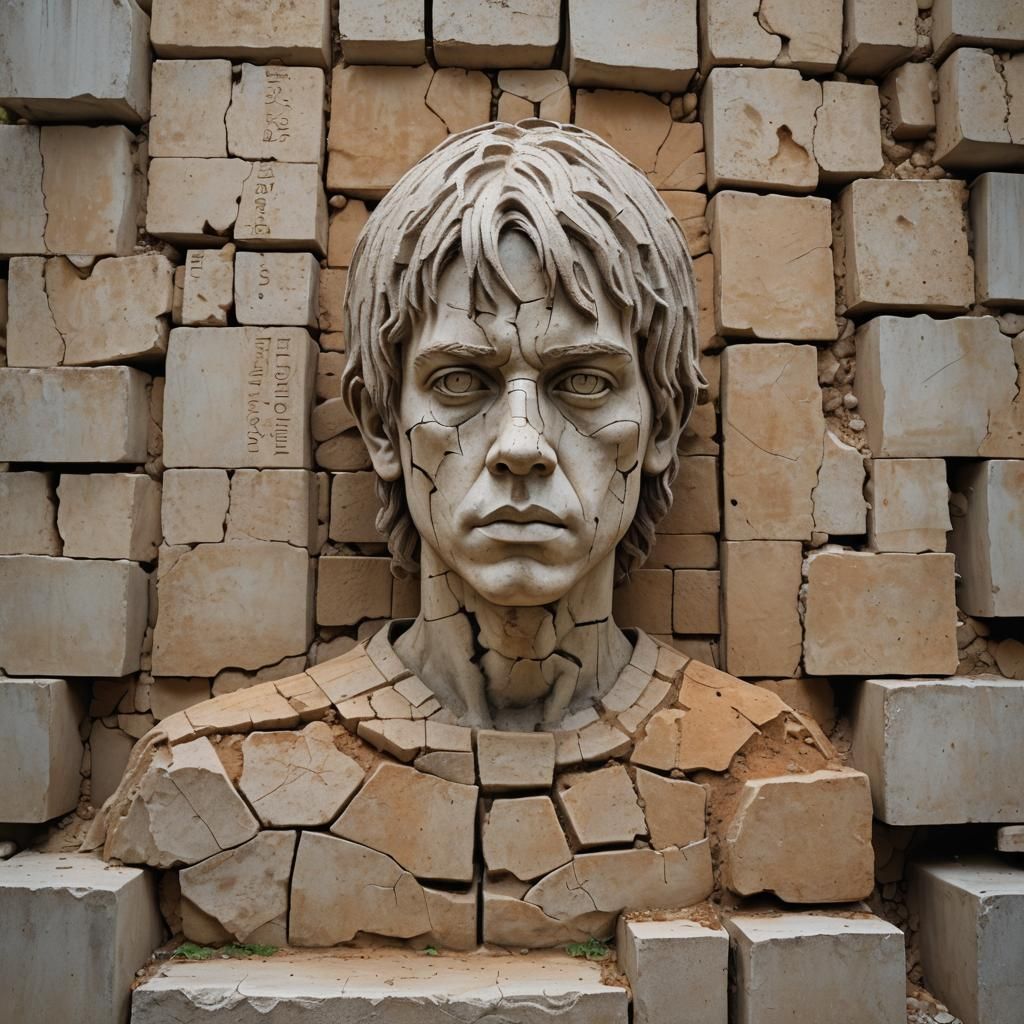 Young Luke skywalker portrait , vintage, a large old concrete ...