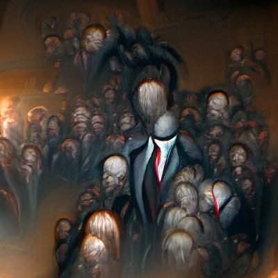 Man in a suit who has multiple heads in a crowd of headless people - AI ...