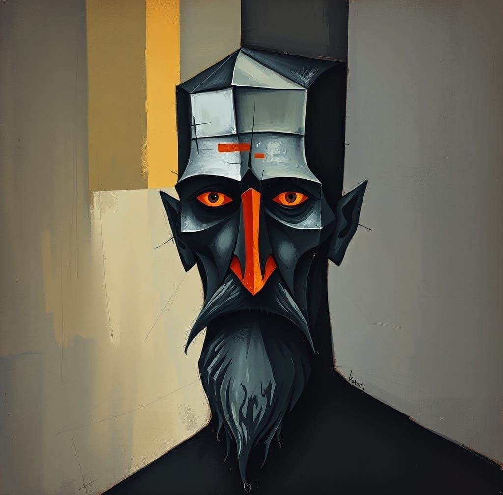 Cubist Portrait in Contrasting Colors, Minimalist ... - AI Art