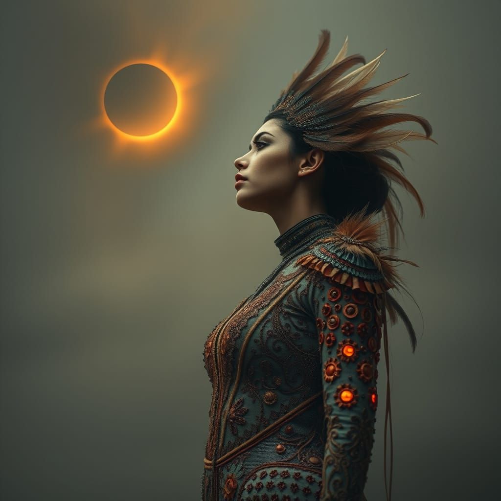 semantic collage "thread, feathers, rust, embroidery, anatomy, fog ...