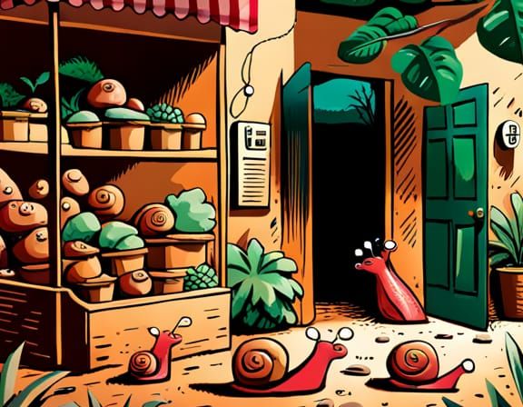 snails shopping for a new home - AI Generated Artwork - NightCafe Creator