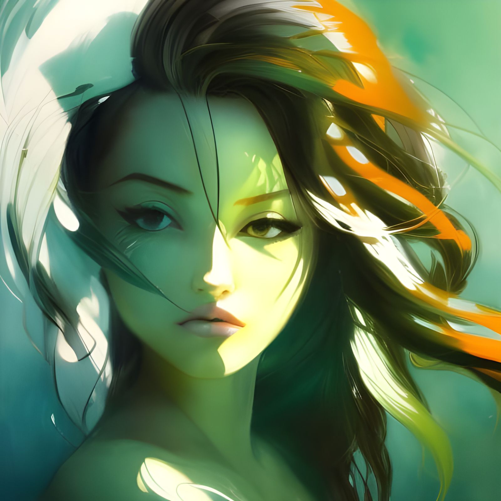 Beautiful disney Princess, Yoji Shinkawa style, red Flowing hair, bold ...