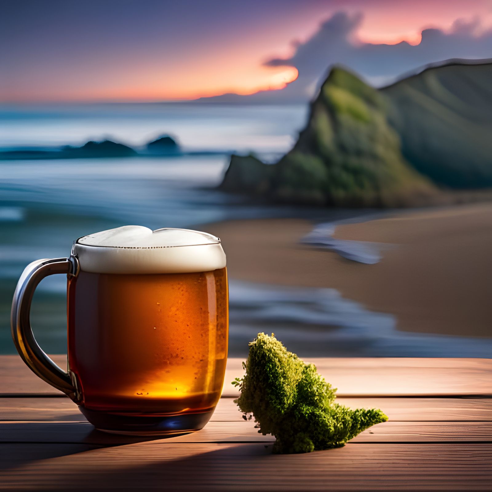 Beer and Bud By The Beach - AI Generated Artwork - NightCafe Creator