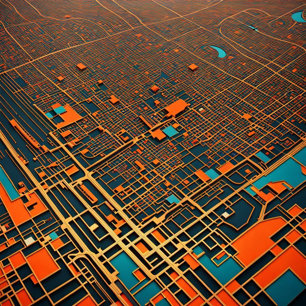 geometric shapes “City Map: 1.9”, high quality CGI VFX fine art ...