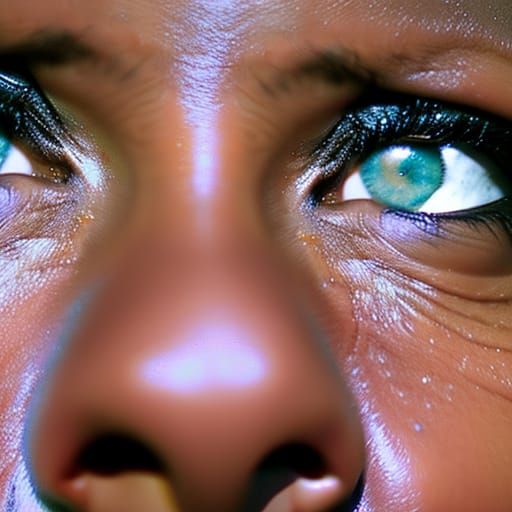 close up of a sad black woman and crying eyes portrait low angle ...