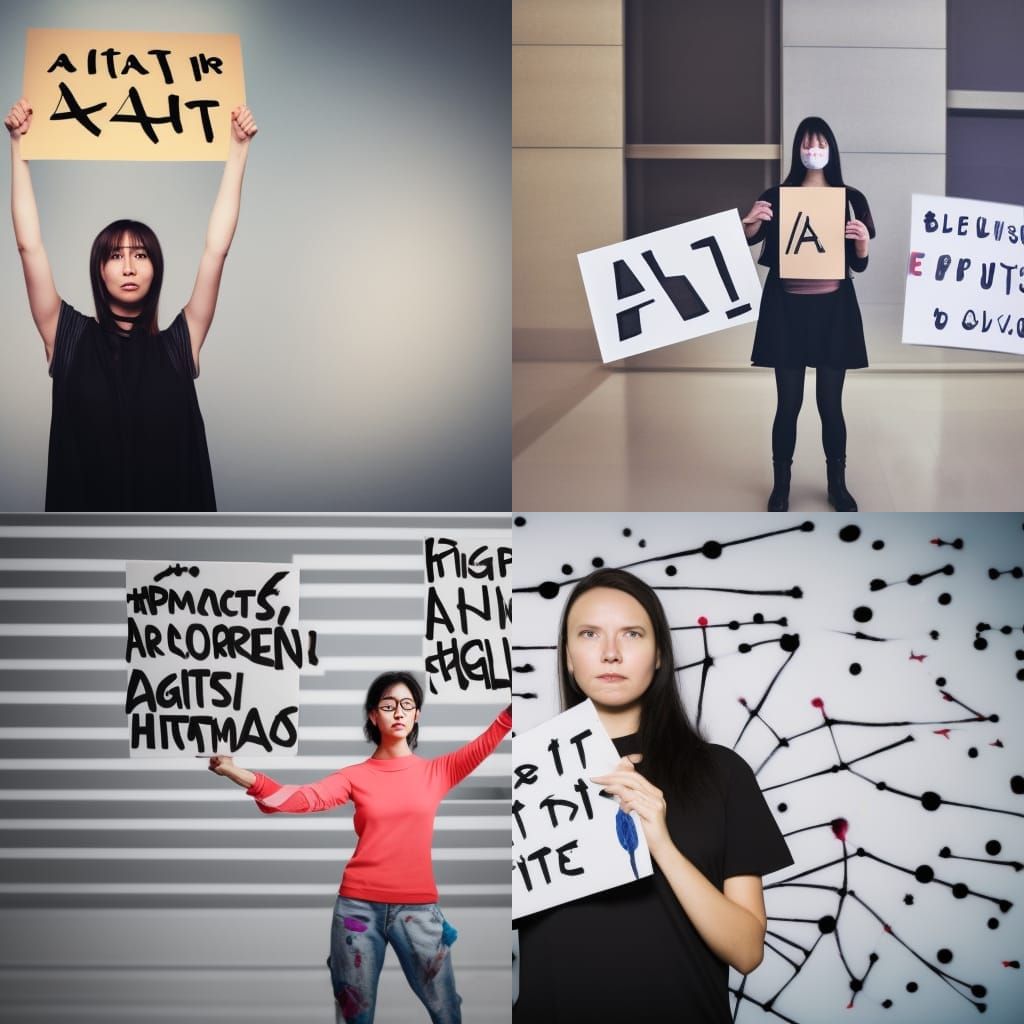 Professional photo of artist protesting against A.I generated art ...