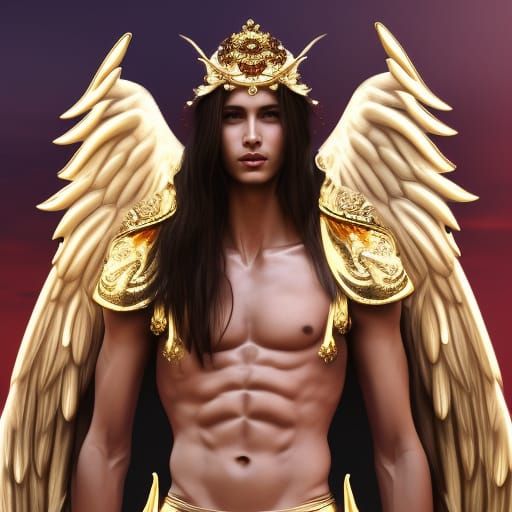 Extravagant ethereal Victoria secret angelic male model gold ...