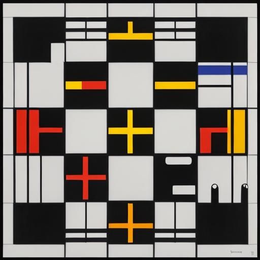 Art by Piet Mondrian, abstract puzzle art, bold primary colors ...