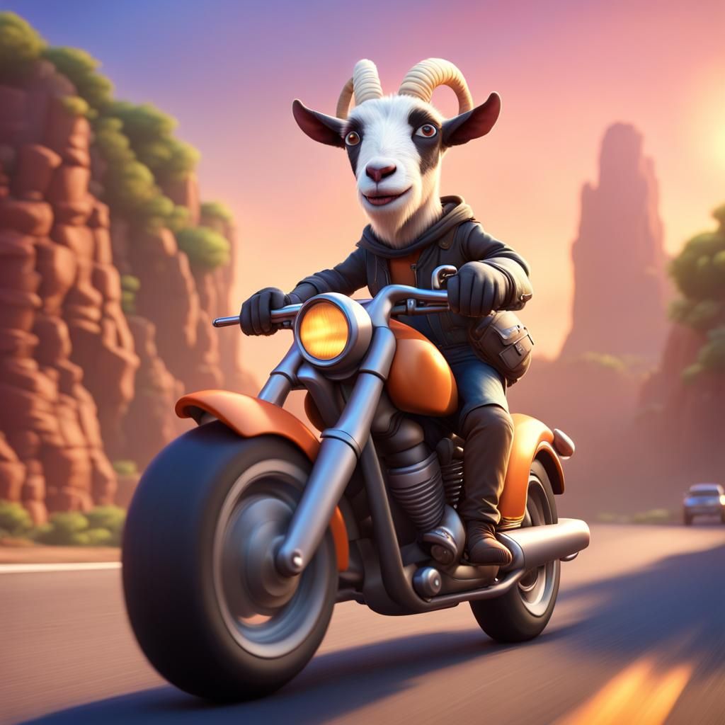 Goat Riding A Motorcycle - AI Generated Artwork - NightCafe Creator