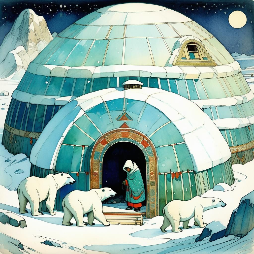 Eskimo igloo, polar bears - AI Generated Artwork - NightCafe Creator