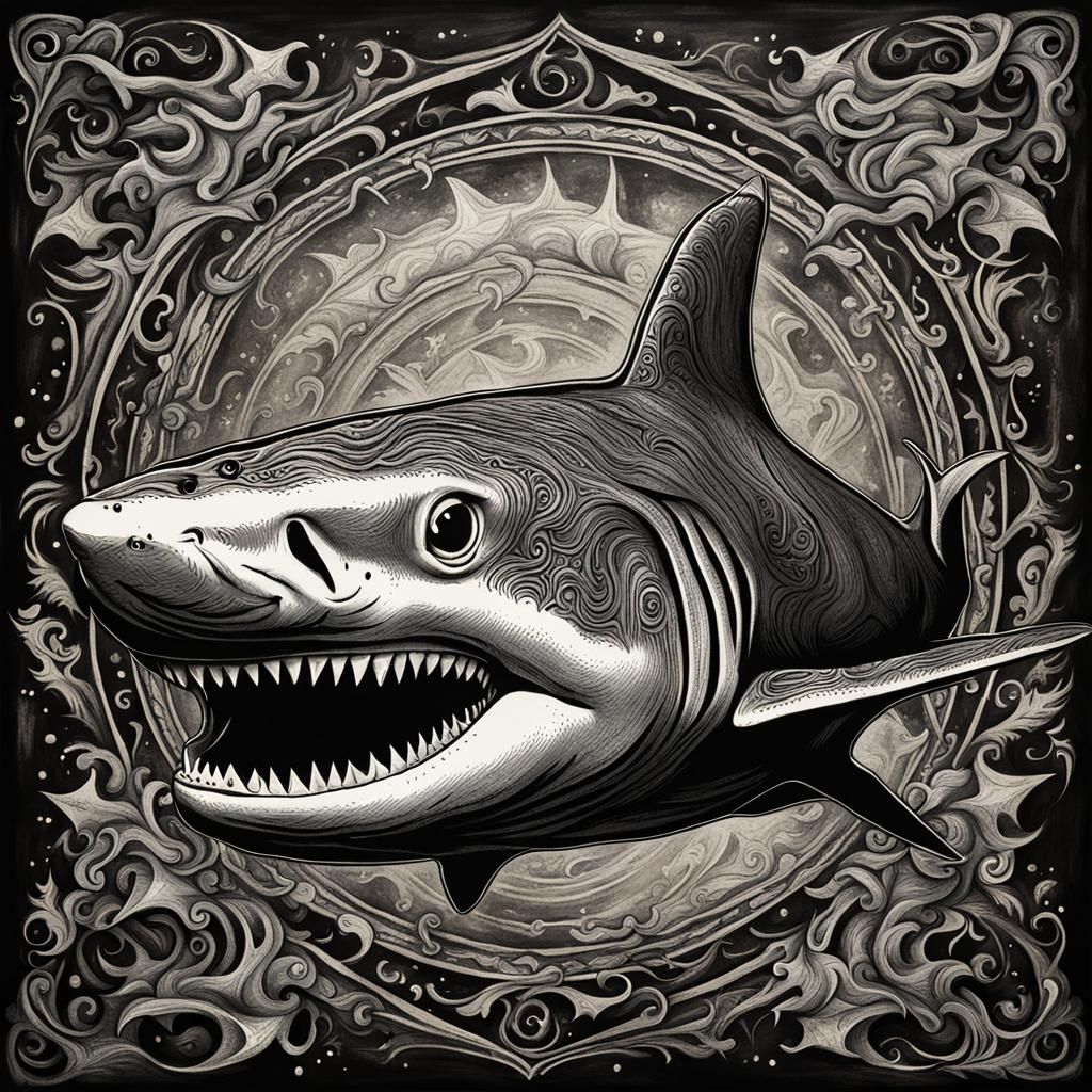 gothic chalk shark - AI Generated Artwork - NightCafe Creator