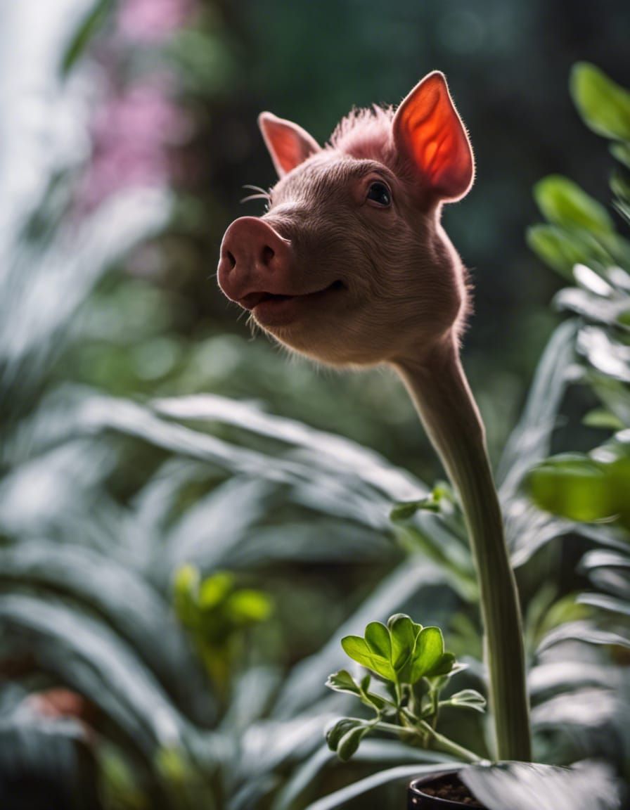 A Pig in the Garden - AI Generated Artwork - NightCafe Creator