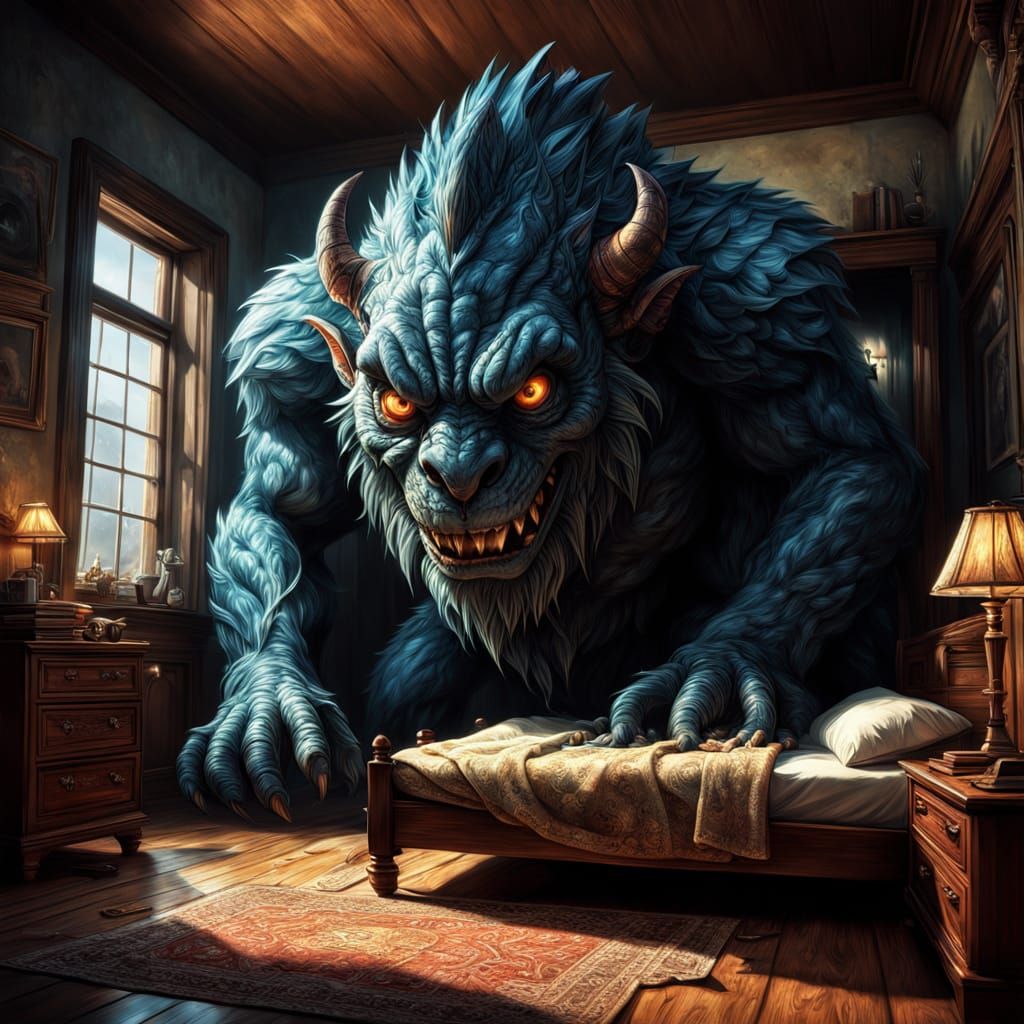 a monster peeking in the room - a monster peeking in the r...