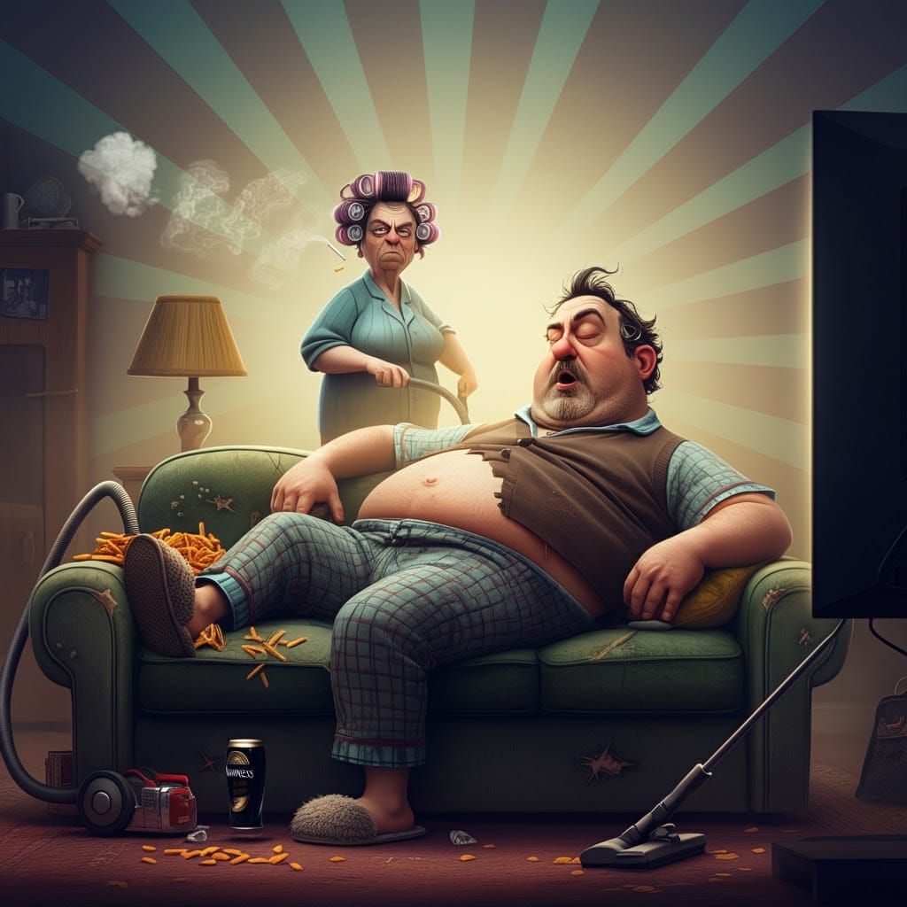 Caption "Saturday = Sleep, sport, slippers and Stout"