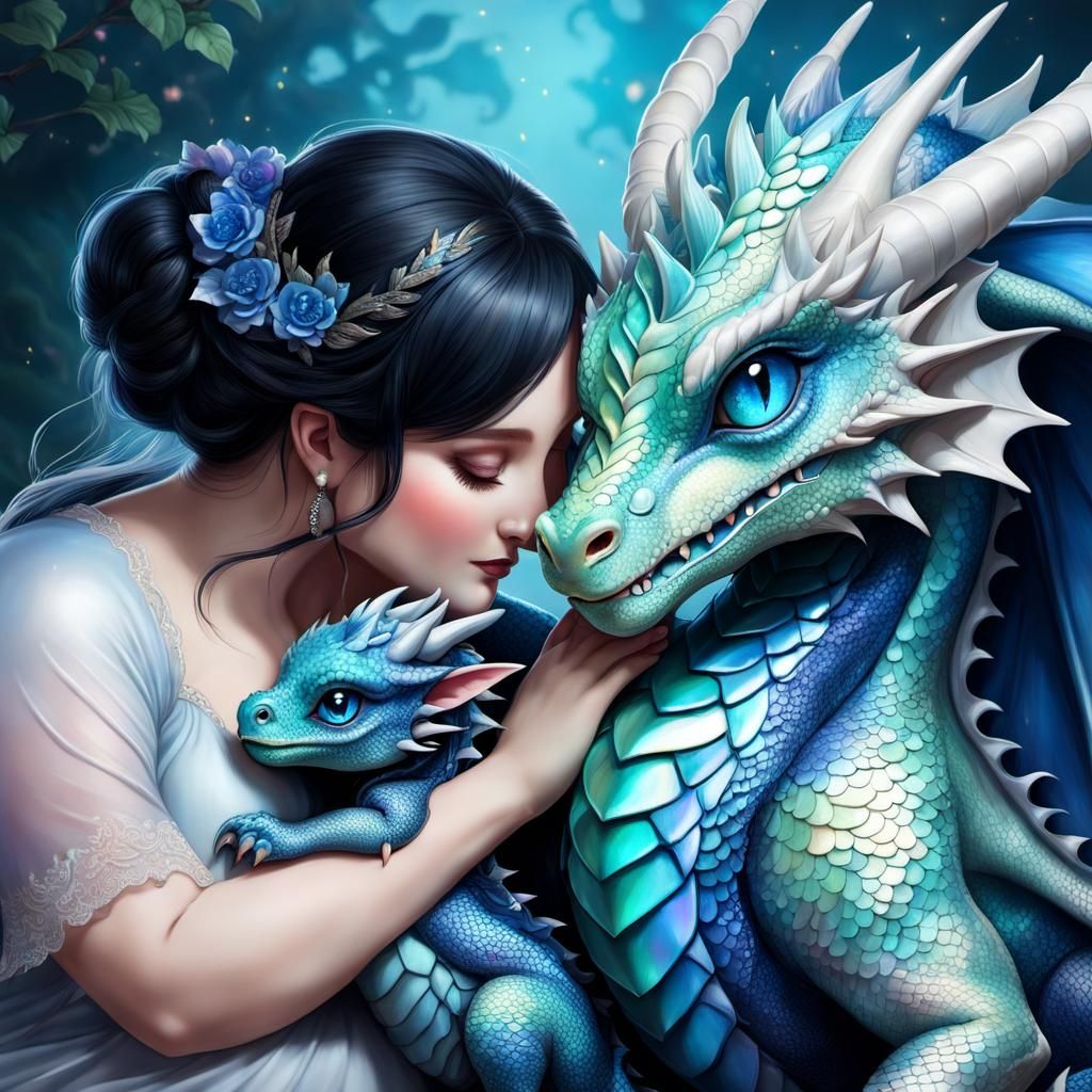 Mama Dragon Loves Her Human - AI Generated Artwork - NightCafe Creator
