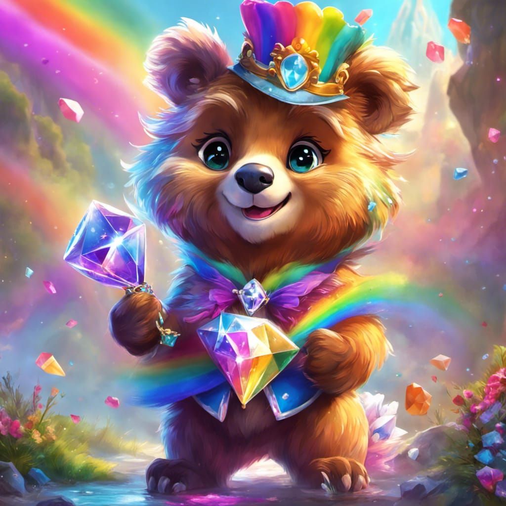 Rainbow Gem Bear - AI Generated Artwork - NightCafe Creator